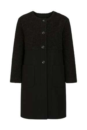 CONQUISTA Straight Coat With Astrakhan - Black