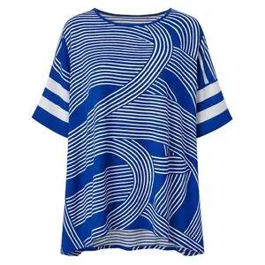 CONQUISTA Oversized Striped Top - Blue