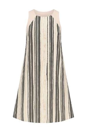 CONQUISTA Summer Striped A Line Dress - Gold