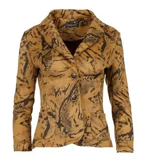 CONQUISTA Suede Effect Printed Fitted Jacket - Brown