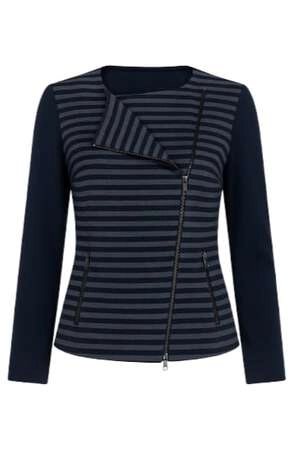 CONQUISTA Striped Knit Jacket - Blue