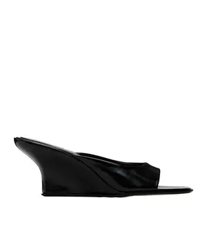 By Far Caroo Open Round Toe Mules - Black