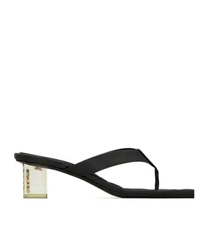 Saint Laurent Sip Sandals In Smooth Leather - Black
