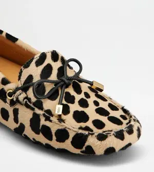 TOD'S Gommino Loafers In Pony-effect Leather With Leopard Print