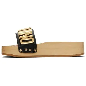 Moschino Open-toe Slippers With Buckle Straps And Branded Hardware