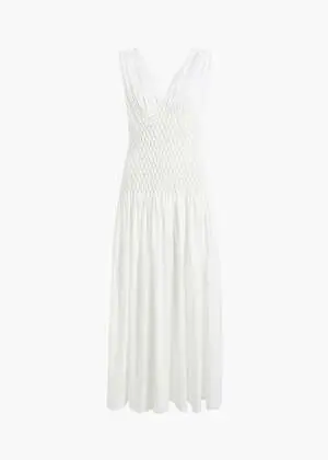 Khaite Nola Dress In Cotton Poplin - Chalk