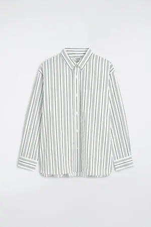 Cos Oversized Striped Cotton-poplin Shirt - White