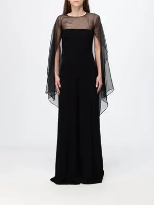 Alberta Ferretti Sheer Cape Dress - Black