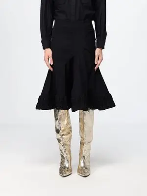 Dries Van Noten High-waisted Flared Cotton-blend Midi Skirt - Black