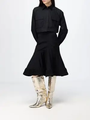 Dries Van Noten High-waisted Flared Cotton-blend Midi Skirt
