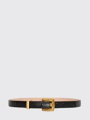 Balmain Anthem Slim Calfskin Leather Belt With Monogram Buckle - Black