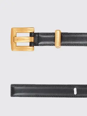 Balmain Anthem Slim Calfskin Leather Belt With Monogram Buckle