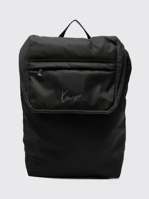 Kenzo Signature Nylon Backpack With Embroidered Logo And Drawstring Closure - Black