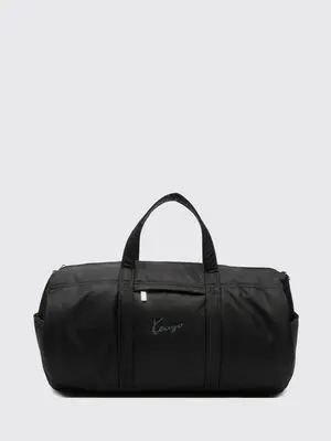 Kenzo Signature Nylon Duffle Travel Bag With Double Handle And Shoulder Strap - Black