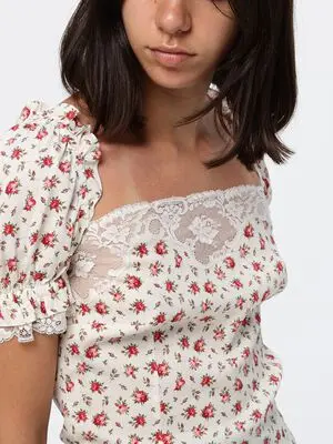 Dolce & Gabbana Floral Print Lace Top