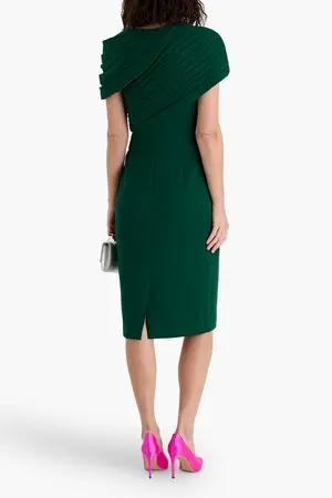 Badgley Mischka Draped Cutout Crepe Dress