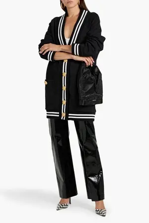 Balmain Striped Cottonfleece Cardigan