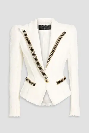 Balmain Chaintrimmed Metallic Tweed Blazer