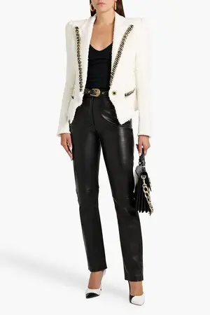 Balmain Chaintrimmed Metallic Tweed Blazer