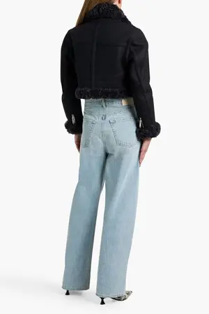 Stella McCartney Cropped Plushtrimmed Woolfelt Jacket