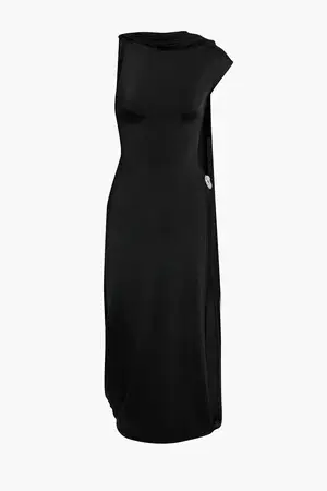 Victoria Beckham Draped Embellished Jersey Midi Dress - Black