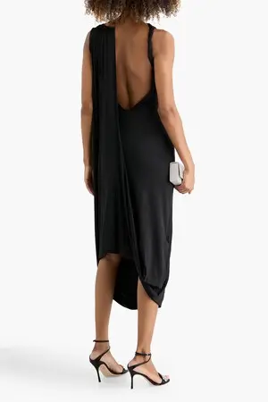 Victoria Beckham Embellished Draped Jersey Midi Dress
