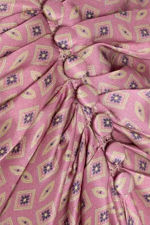Dries Van Noten Buttondetailed Printed Ruched Silksatin Skirt