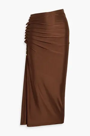 Rabanne Ruched Stretchjersey Midi Skirt