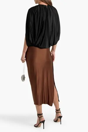 Rabanne Ruched Stretchjersey Midi Skirt