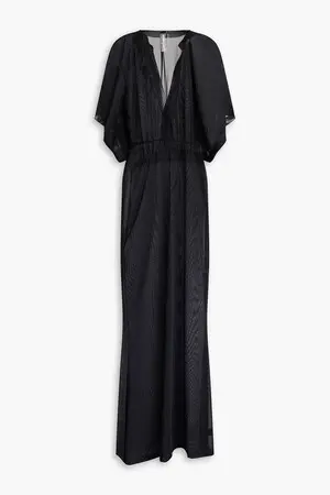 Norma Kamali Obie Draped Mesh Maxi Dress