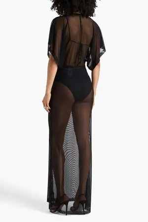Norma Kamali Obie Draped Mesh Maxi Dress