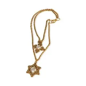 Chanel Gold-plated Faux Pearl Pendant Necklace