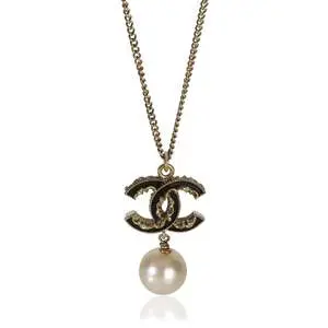 Chanel Gold-plated 2014 Black Enamel Cc Pendant