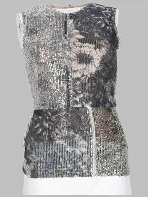 MAISON MARGIELA Sleeveless Floral Sequin Top