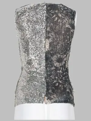 MAISON MARGIELA Sleeveless Floral Sequin Top
