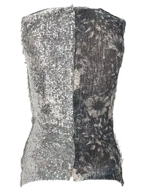 MAISON MARGIELA Sleeveless Floral Sequin Top
