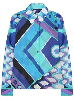 Emilio Pucci Cotton Shirt With Vivara Print - Azure