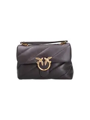 Pinko Structured Leather Shoulder Bag With Cotton Lining - Brown