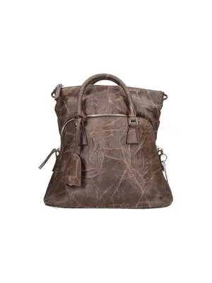 MAISON MARGIELA Goat Leather Bag With Contrast Bovine Leather And Brass Hardware - Brown