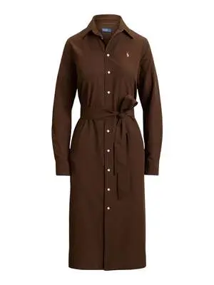 Ralph Lauren Striped Button-up Shirt Dress With Belted Waist - Brown