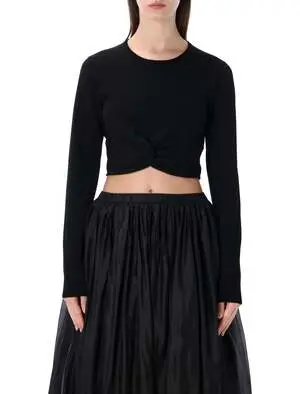 THE GARMENT Twisted Cropped Long-sleeve Top - Black