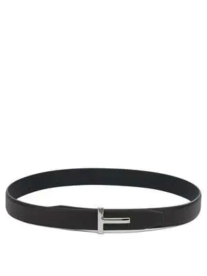 TOM FORD T Icon Reversible Calfskin Belt With Geometric T Buckle