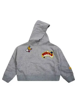 Stella McCartney Mini Hoodie With Embroidered Floral Details - Grigio