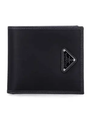 Prada Tech Wallet With Calf Leather Trim - Nero