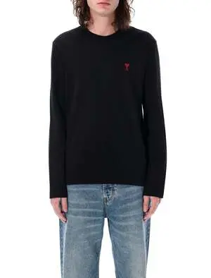AMI Paris Of Coeur Organic Cotton Long-sleeve T-shirt With Classic Fit - Nero