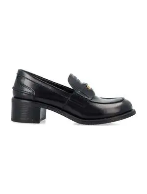 Miu Miu Mini Penny Loafer With Gold-tone Saddle Strap And Block Heel