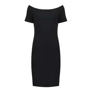 CONQUISTA Off-shoulder Ribbed Dress - Black