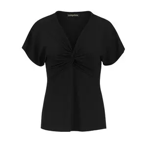 CONQUISTA Twist Front Jersey Top - Black