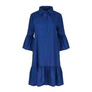 CONQUISTA Royal Bell Sleeve Dress With Ruffle Hem - Blue
