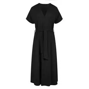 CONQUISTA Belted Midi Dress - Black